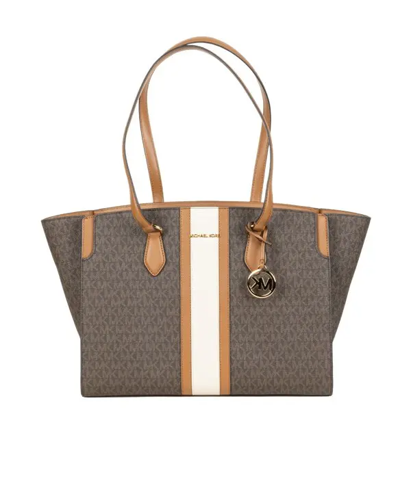 Michael Kors Large Monogram Stripe Tote Bag - Brown