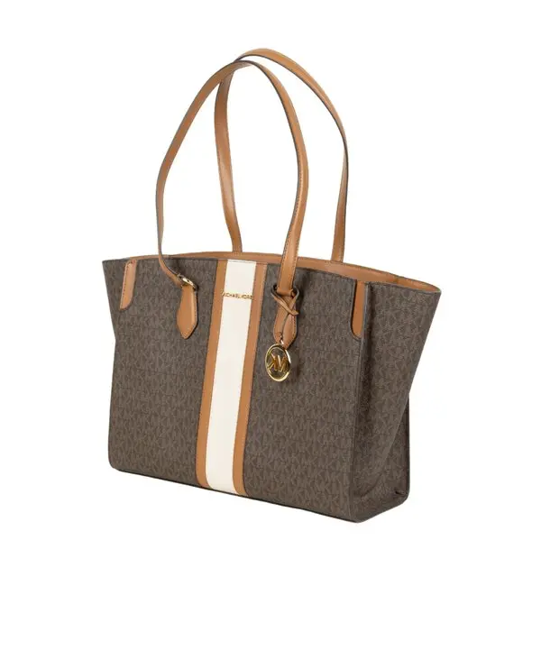 Michael Kors Large Monogram Stripe Tote Bag - Brown