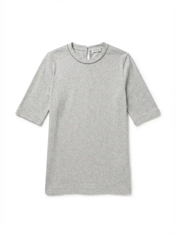 Brunello Cucinelli Embellished Short Sleeve T-shirt - White
