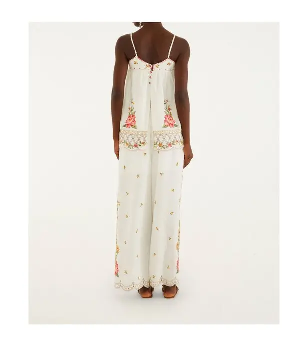 Farm Rio Embroidered Wide-leg Palazzo Pants