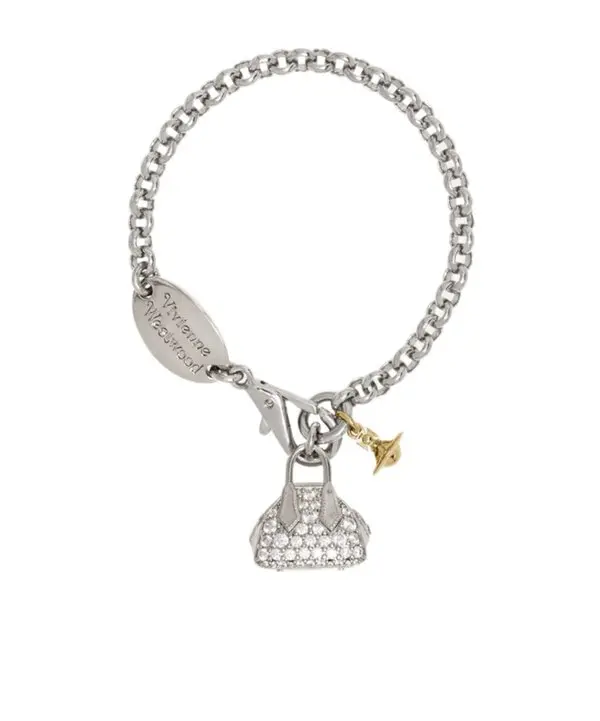 VIVIENNE WESTWOOD Yasmine Bracelet With Orb Charm - Platinum/gold/white Cubic Zirconia