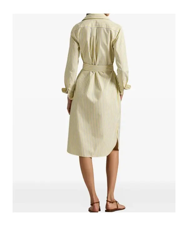 Polo Ralph Lauren Striped Belted Shirt Dress - Yellow