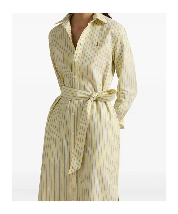 Polo Ralph Lauren Striped Belted Shirt Dress - Yellow