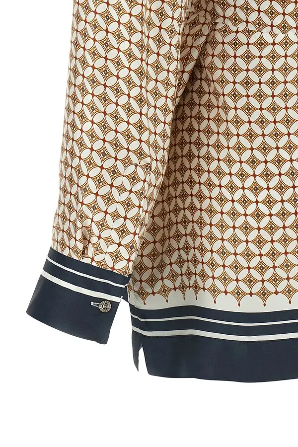 Max Mara Tenuta Silk Scarf Print Belted Shirt