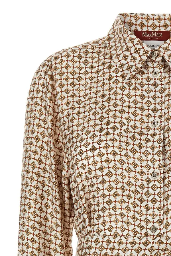 Max Mara Tenuta Silk Scarf Print Belted Shirt