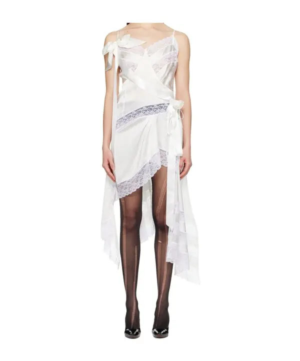Vaquera Asymmetrical Lace Trimmed Mini Dress