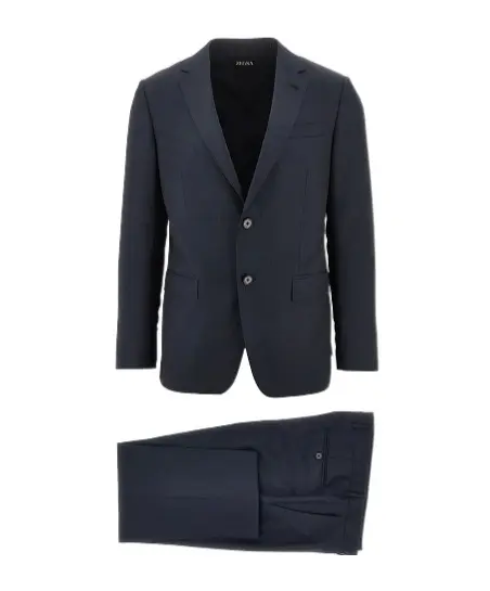 Zegna Single-breasted Wool Suit - Navy