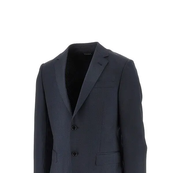 Zegna Single-breasted Wool Suit - Navy