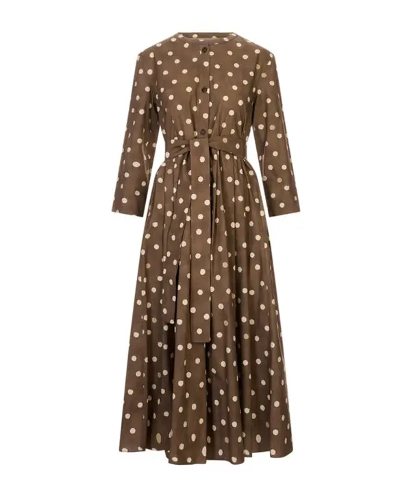 Max Mara Polka Dot Belted Dress - Green