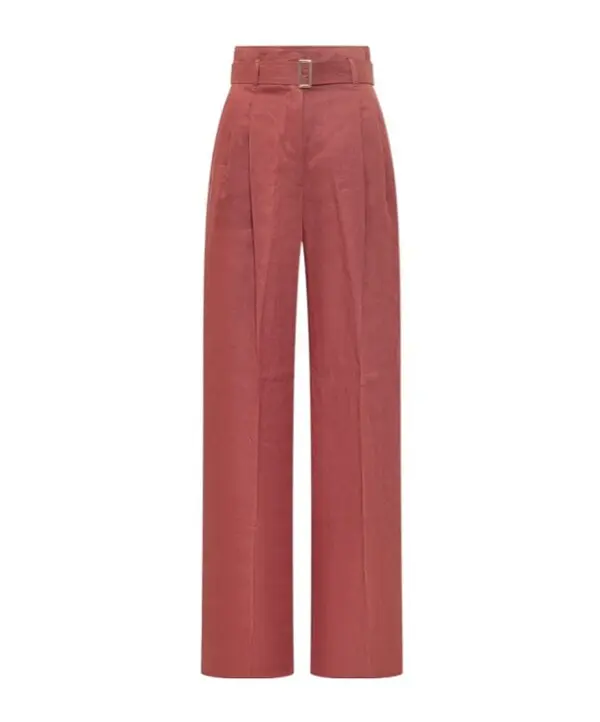 Max Mara Belted Pleated Trousers - Brown