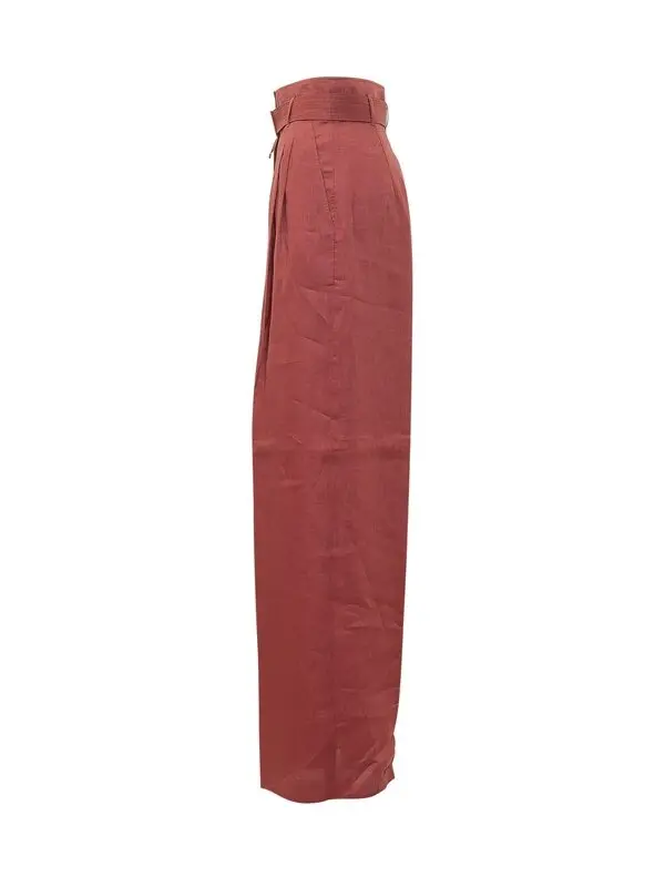 Max Mara Belted Pleated Trousers - Brown