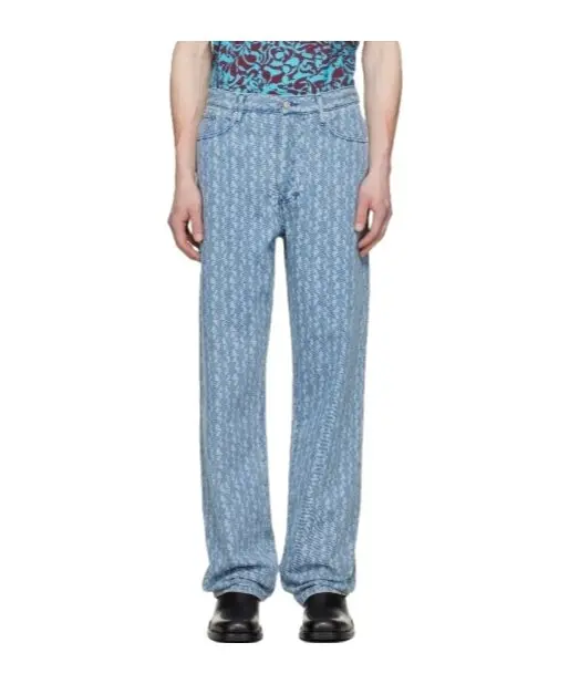 Dries Van Noten Belt Loop Jeans With Patterned Decorations
