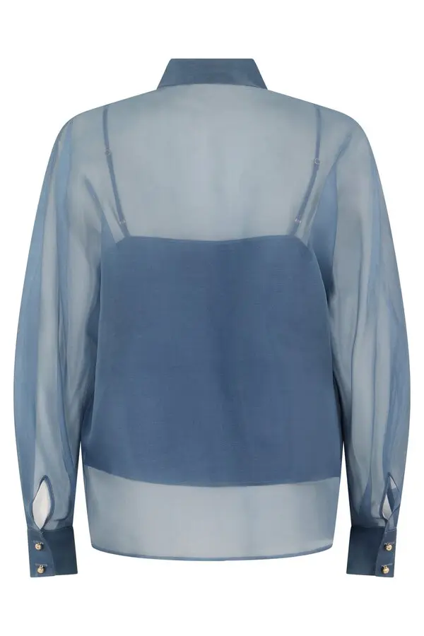 Max Mara Embroidered Sheer Blouse