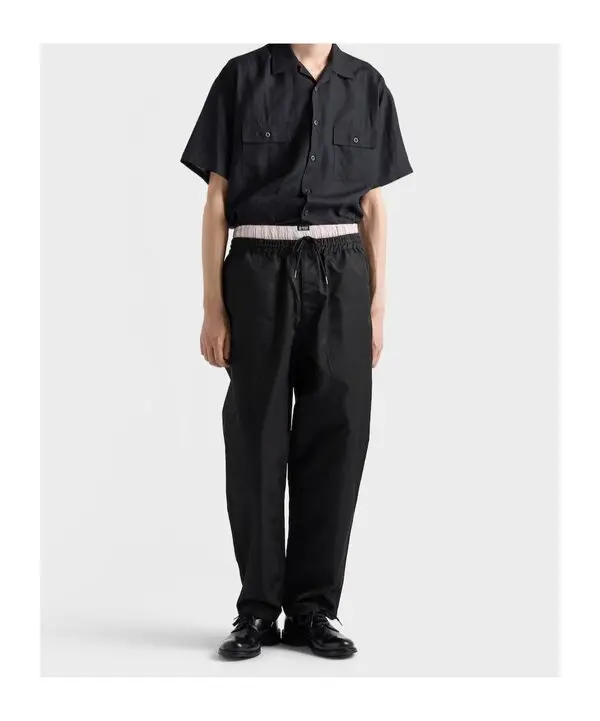 Prada Elasticated Waistband Trousers With Zippered Placket - Black