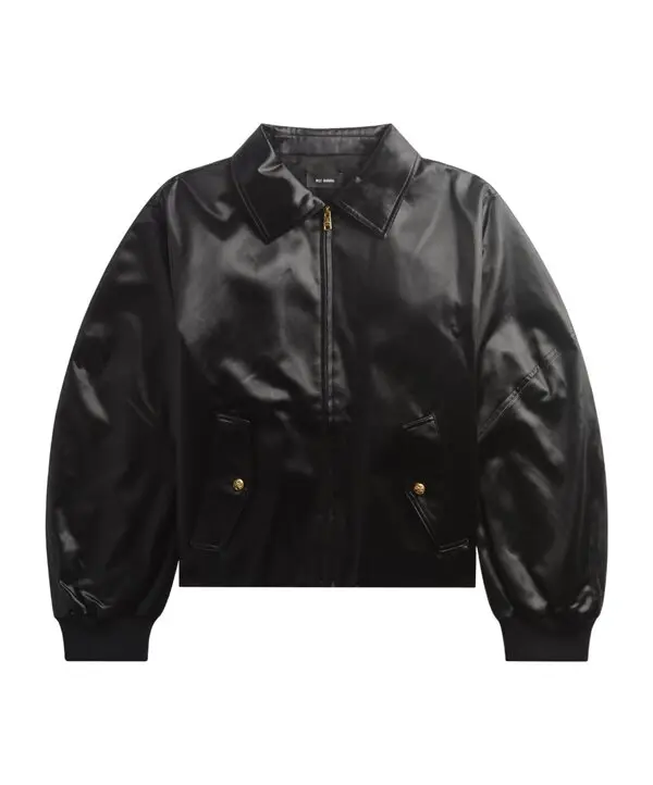 WILLY CHAVARRIA Opera Satin-finish Zip-up Bomber Jacket - Black