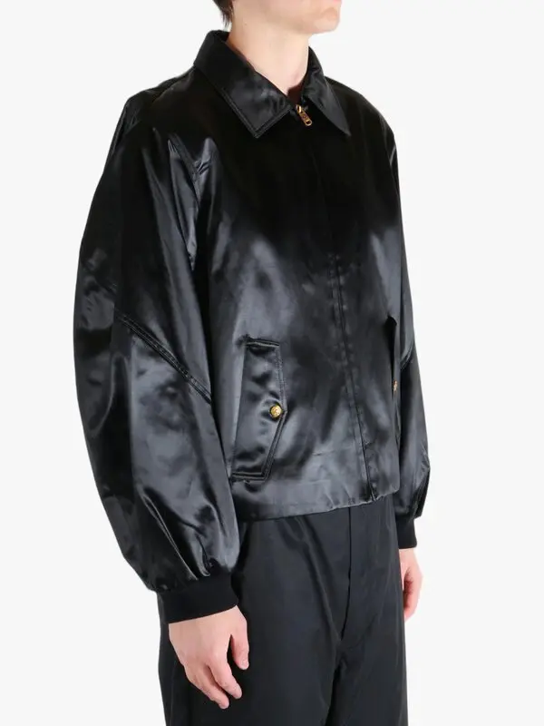 WILLY CHAVARRIA Opera Satin-finish Zip-up Bomber Jacket - Black