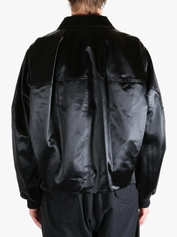 WILLY CHAVARRIA Opera Satin-finish Zip-up Bomber Jacket - Black