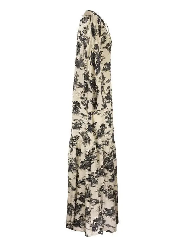 Max Mara Printed Maxi Dress - Nude