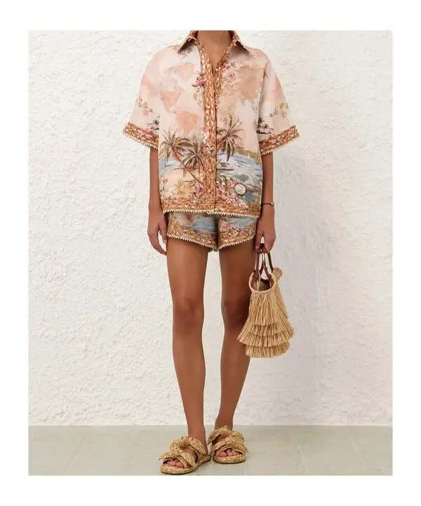 Zimmermann Mahon Relaxed Shorts - Nude