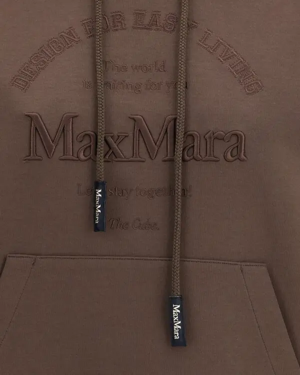 Max Mara Logo Embroidered Drawstring Hoodie - Chocolate-colored