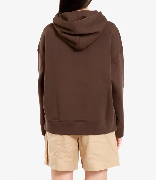 Max Mara Logo Embroidered Drawstring Hoodie - Chocolate-colored