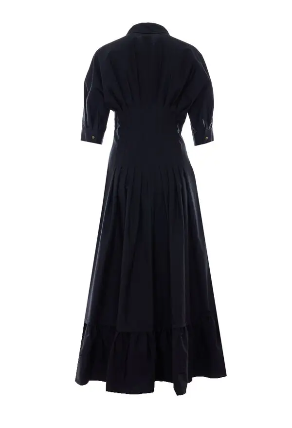Max Mara Cera Pleated Shirt Dress - Black