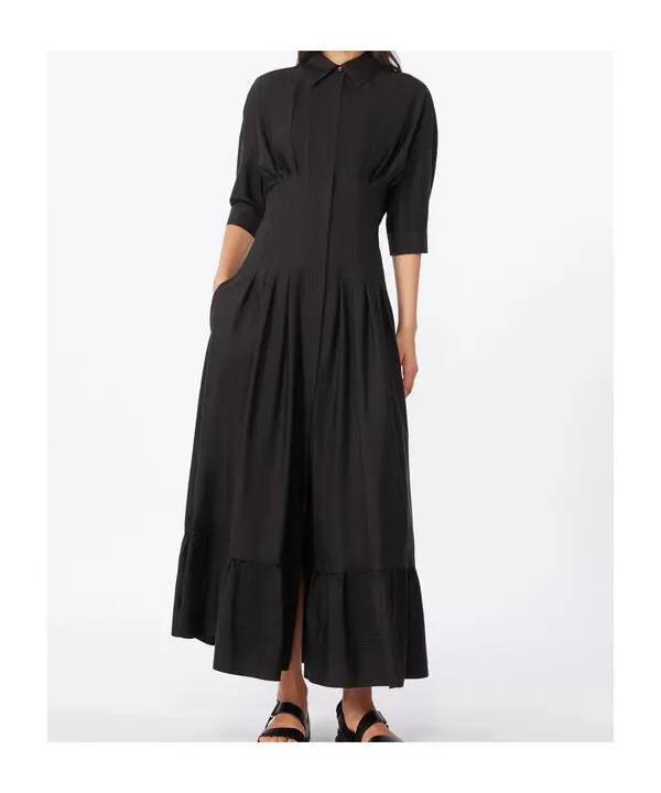 Max Mara Cera Pleated Shirt Dress - Black