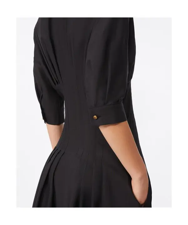 Max Mara Cera Pleated Shirt Dress - Black