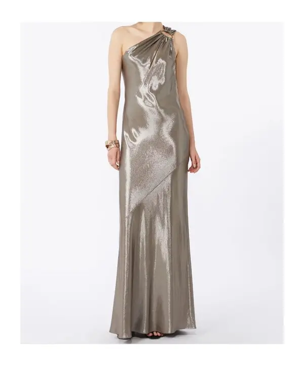 Max Mara Laminated One-shoulder Long Dress