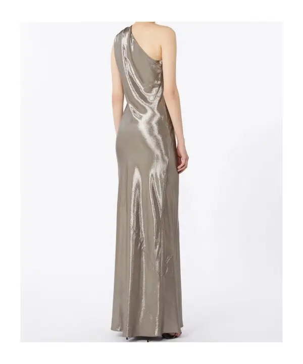 Max Mara Laminated One-shoulder Long Dress