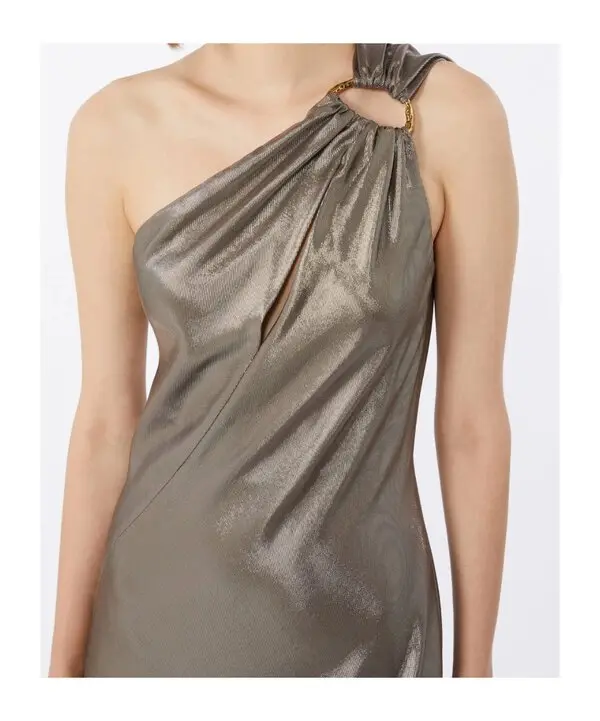 Max Mara Laminated One-shoulder Long Dress