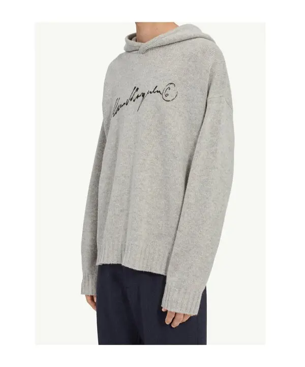 MAISON MARGIELA Embroidered Logo Knitted Hoodie