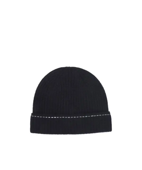 Kiton Ribbed Cuff Beanie Hat - Blue
