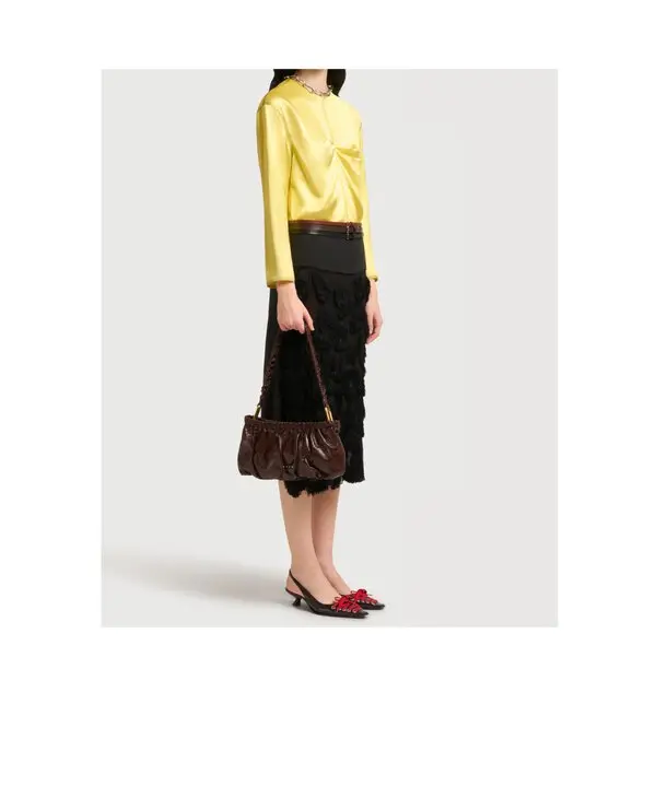 Marni Gathered Shoulder Bag - Brown