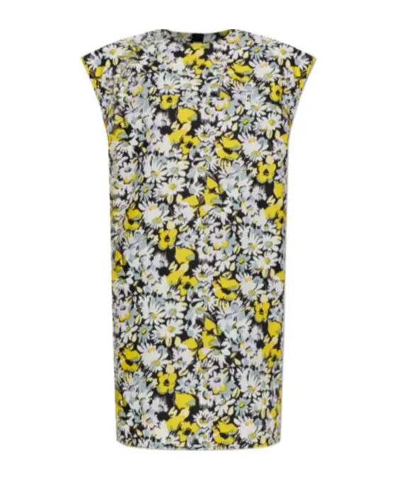 Marni Floral Motif Butterfly Shoulder Dress