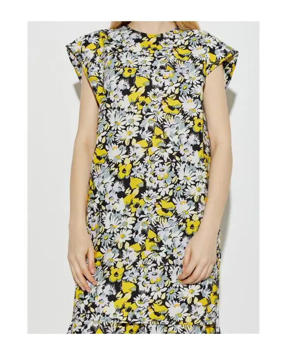 Marni Floral Motif Butterfly Shoulder Dress