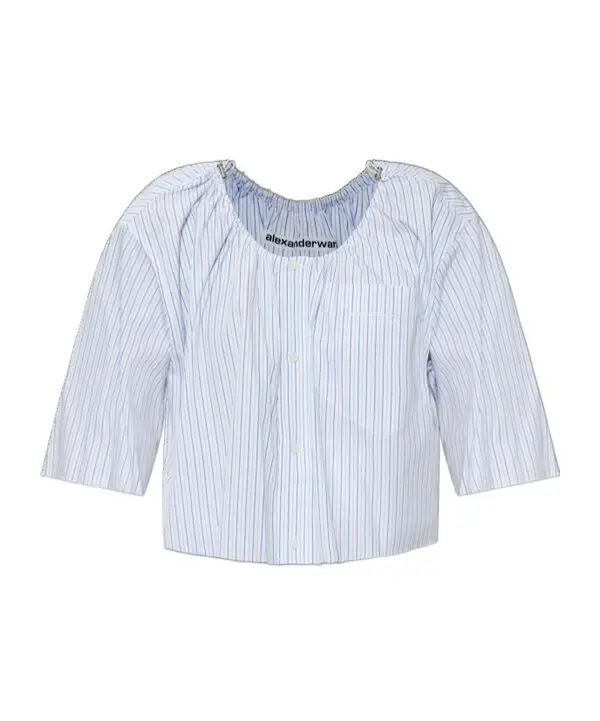 Alexander Wang Striped Cropped Top With Tie Detail