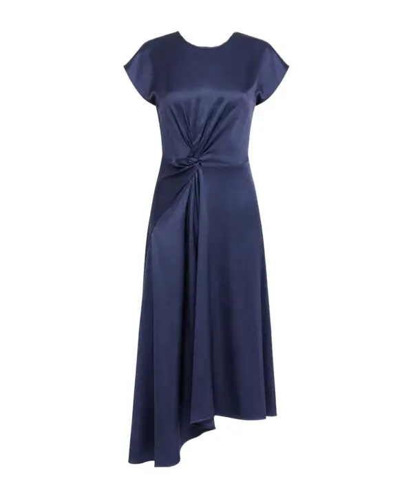 Victoria Beckham Short Sleeve Asymmetrical Hem Dress - Blue