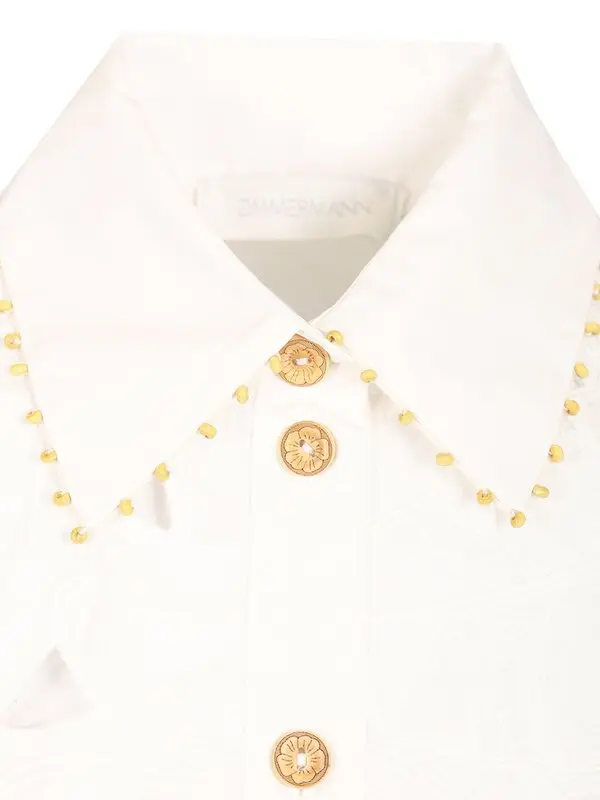 Zimmermann Mahon Embroidered Crop Shirt - White