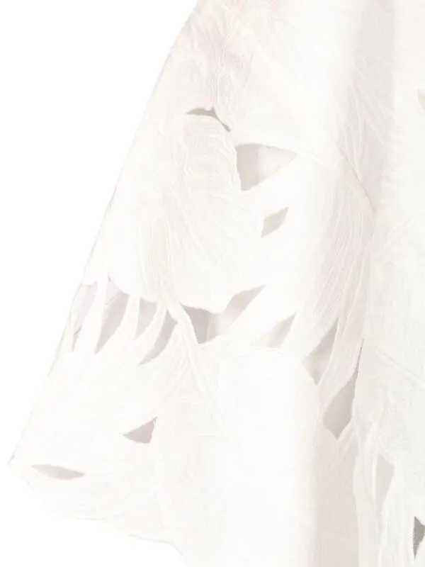 Zimmermann Mahon Embroidered Crop Shirt - White