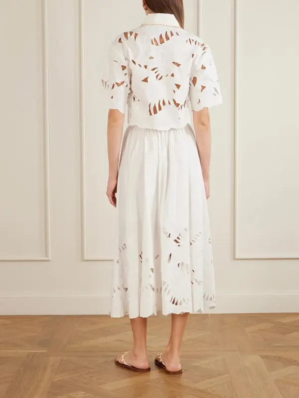 Zimmermann Mahon Embroidered Crop Shirt - White