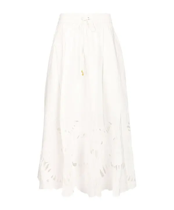 Zimmermann Mahon Cut-out Detailed Midi Skirt - White