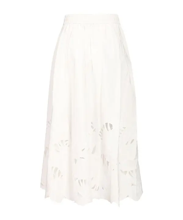 Zimmermann Mahon Cut-out Detailed Midi Skirt - White