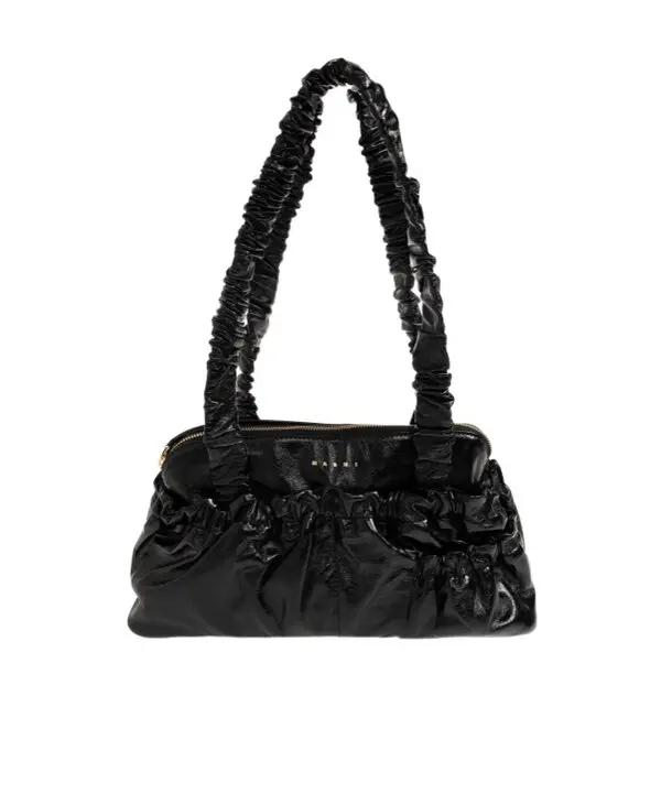 Marni Logo Printed Shoulder Bag - Black