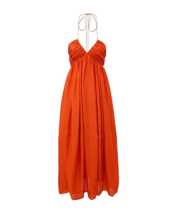 Zimmermann Halterneck Maxi Dress In Silk Habutae - Citrus