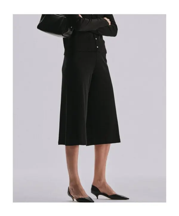 THE ROW Ribbed Jersey Mid-calf Wide Leg Pull-on Pants