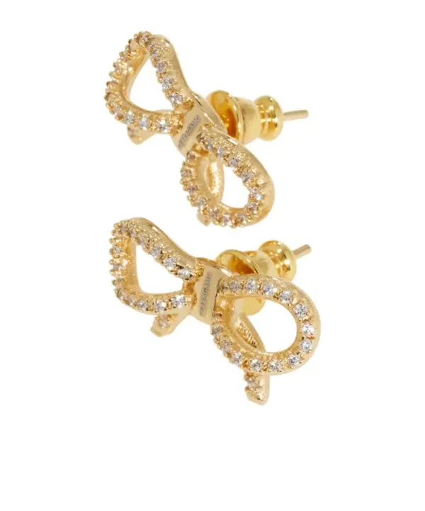 FERRAGAMO Vara Bow Crystal Pavé Earrings - Gold