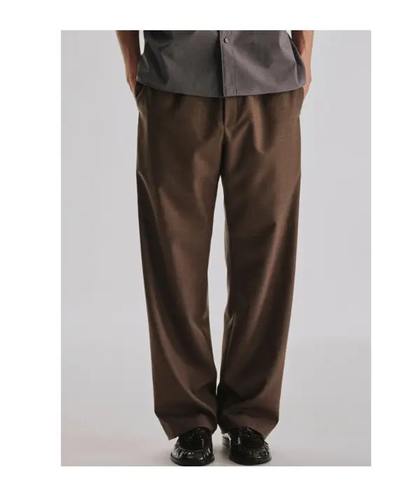 THE ROW Ari Pant In Wool Suiting - Driftwood