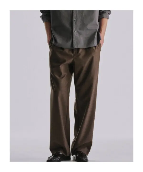 THE ROW Ari Pant In Wool Suiting - Driftwood