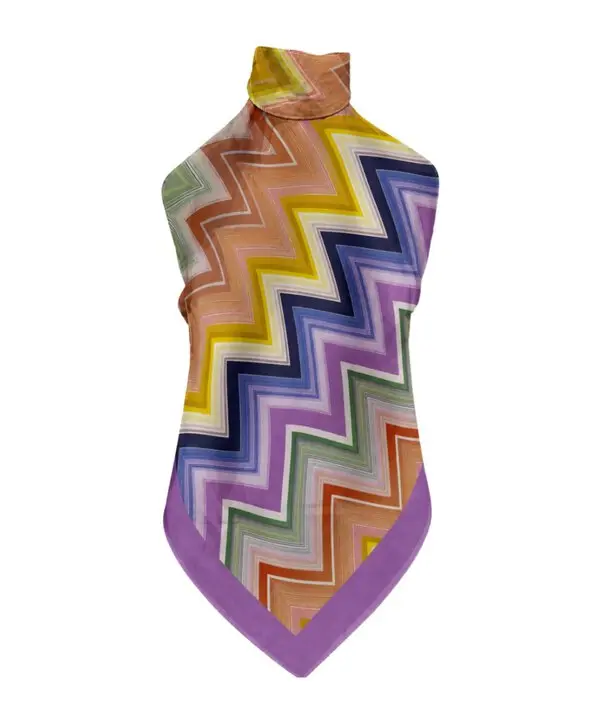 Missoni Zigzag-print Halterneck Cotton Blouse - Multicolor